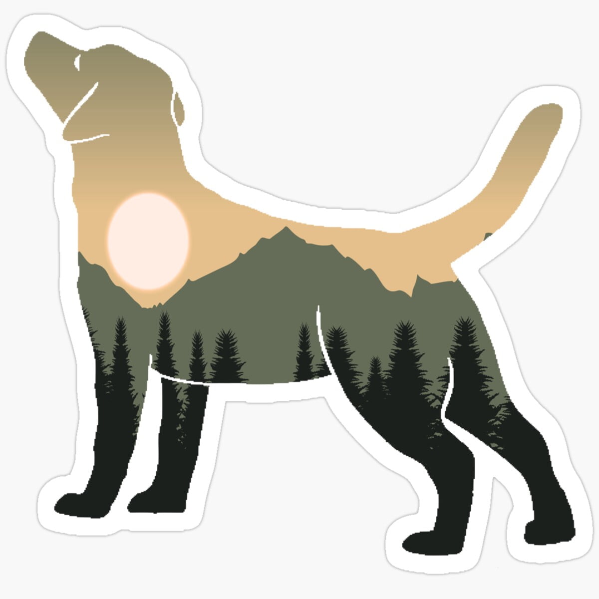 Kira Sticker - Labrador Retriever Dog Forest Mountain Sunset Gift ...