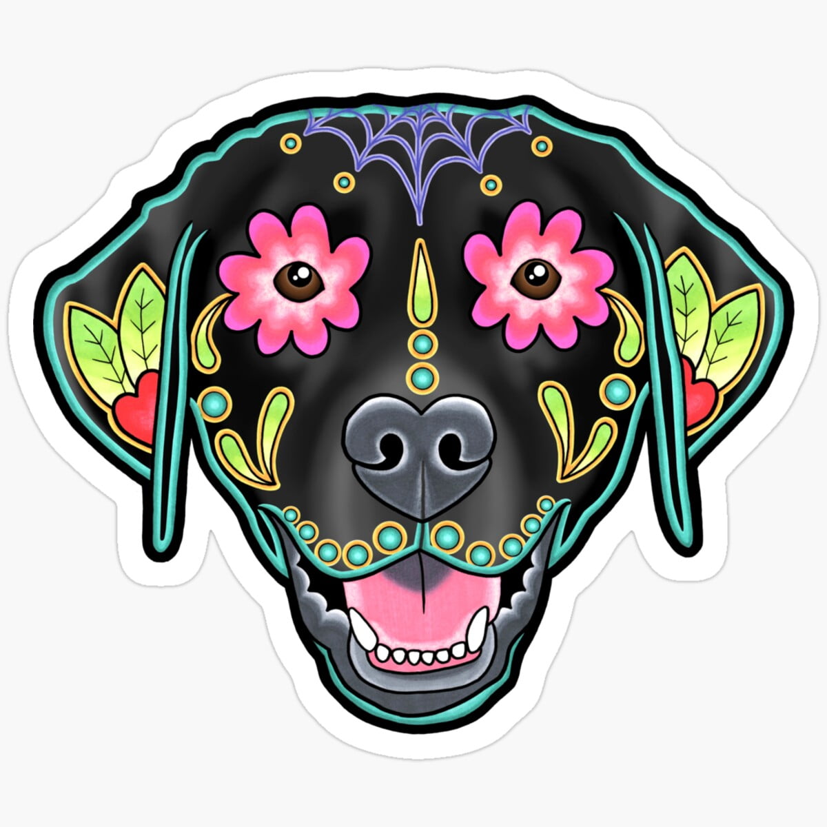 Kira Sticker - Labrador Retriever In Black- Day Of The Dead Lab Sugar ...