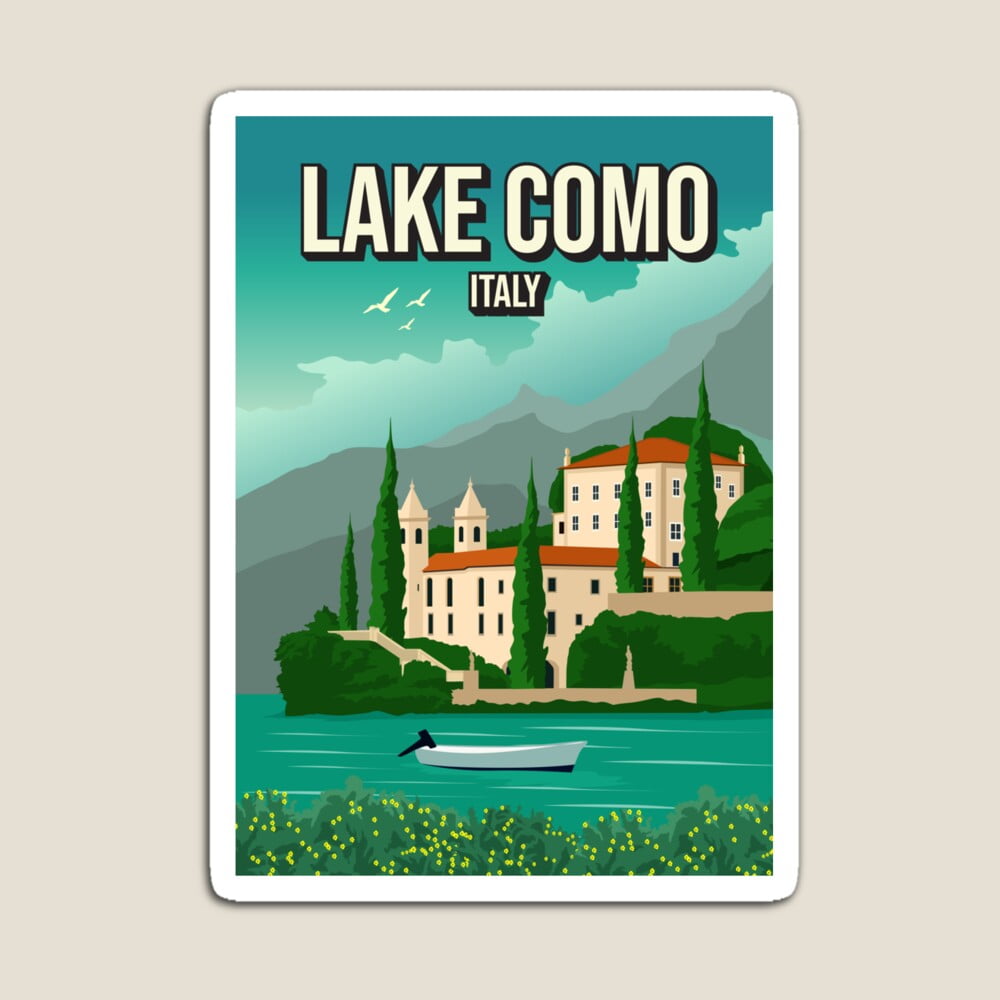 Kira Sticker With Lake Como Vintage Minimal Retro Italian Travel Poster ...
