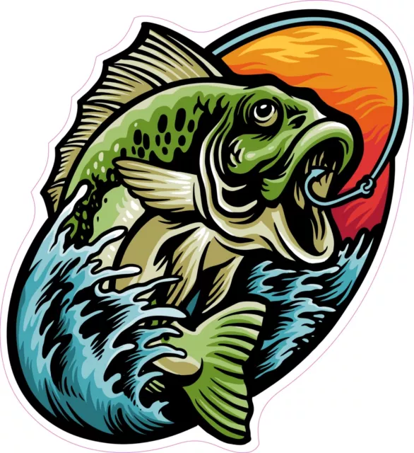 Kira Sticker With Large Mouth Bass Fishing Logo Window Decal Decorative ...