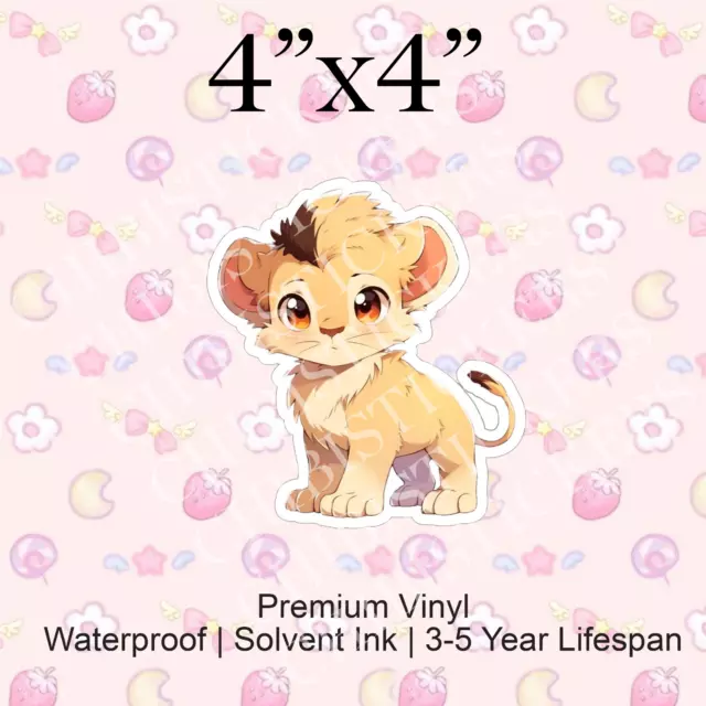 Kira Sticker With Lion Cub Chibi Baby Animal Vinyl Waterproof ...