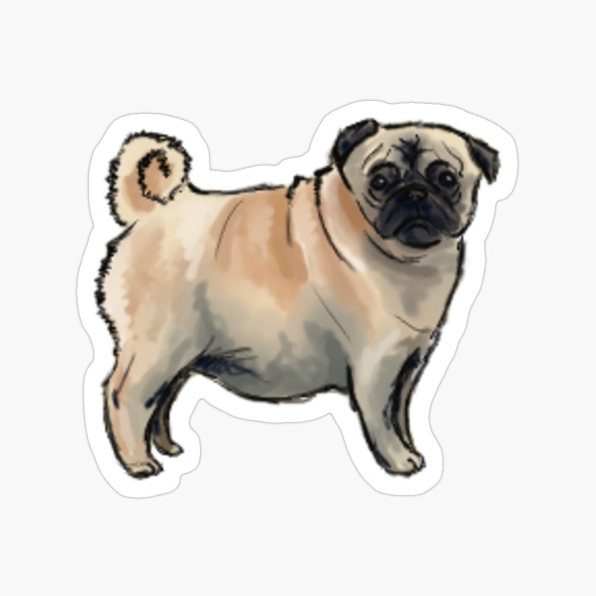 Kira Sticker - Little Pug Sticker, Funny Waterproof Decal For Pet ...