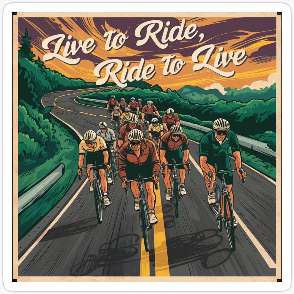 Kira Sticker - Live To Ride, Ride To Live Retro Cycling Poster Gift For ...