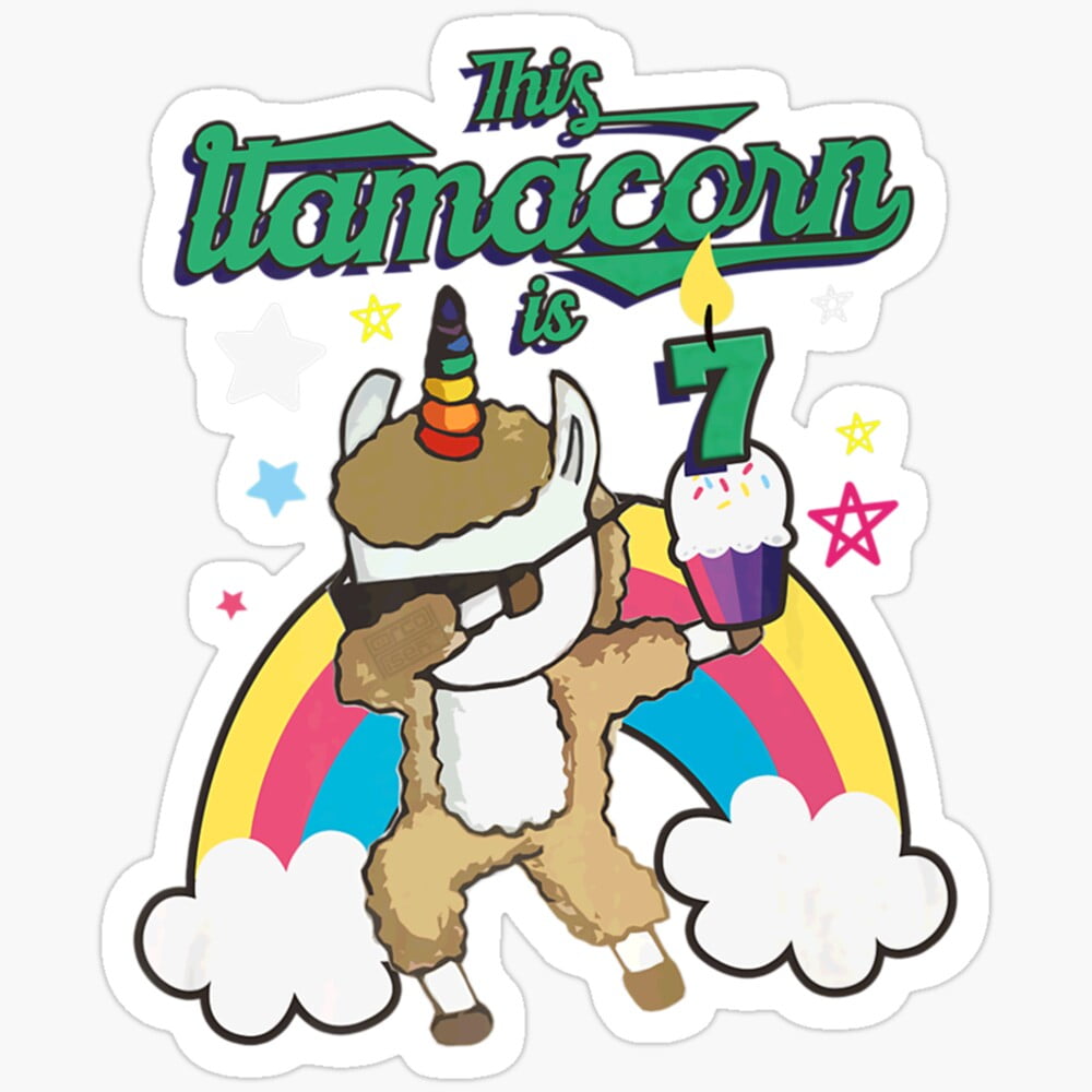 Kira Sticker - Llamacorn Alpaca Llama Unicorn 7Th Birthday Sticker ...