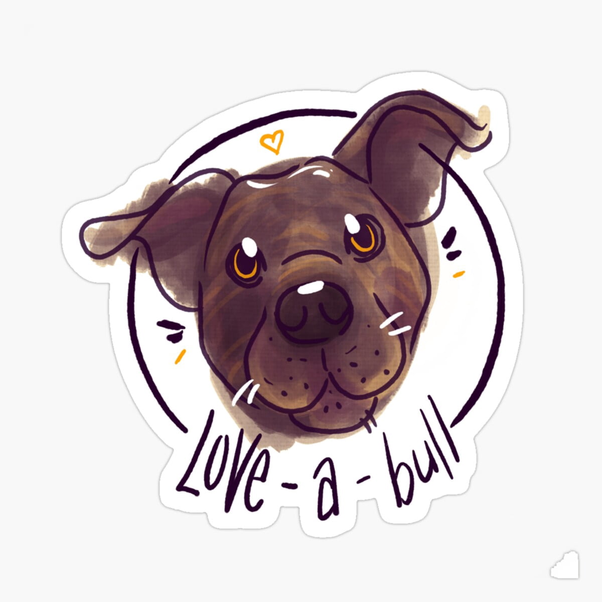 Kira Sticker - Love-A-Bull (Brindle) Sticker, Funny Waterproof Decal ...