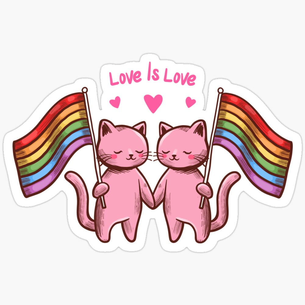 Kira Sticker - Love Is Love Cats - Phone Stickers, Waterproof Decals ...