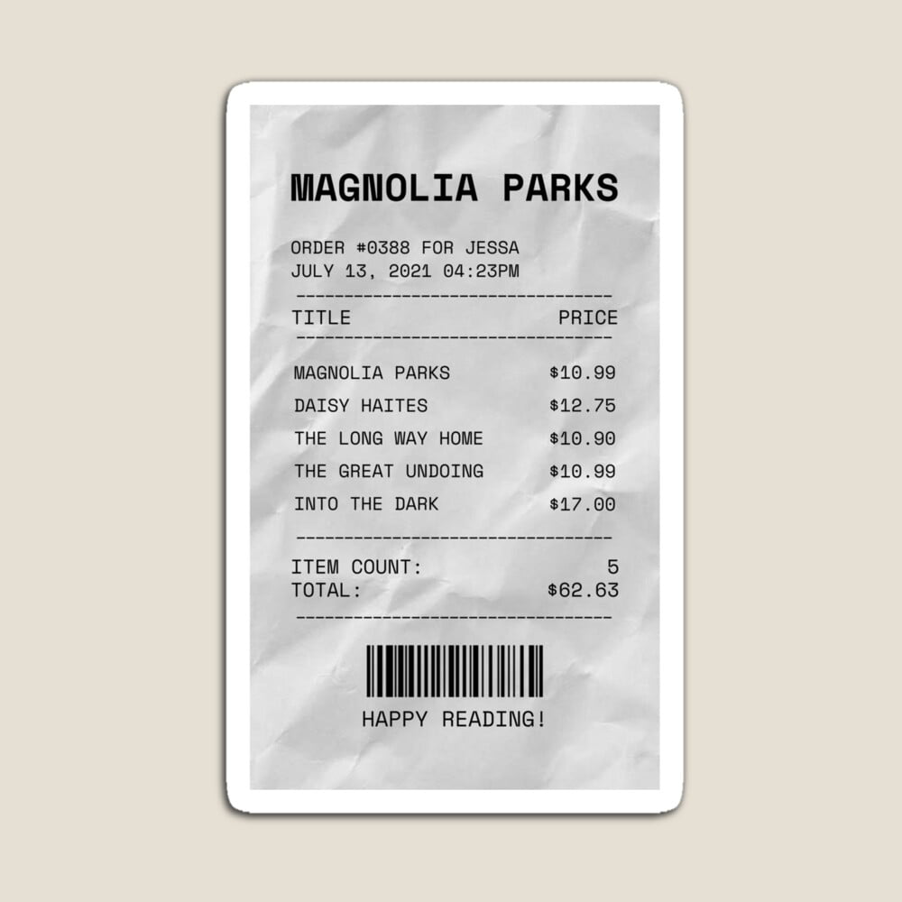 Kira Sticker With Magnolia Parks Universe Books Bookstore Receipt By ...