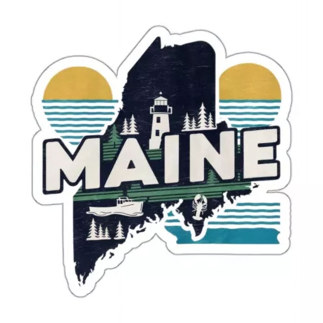 Kira Sticker With Maine State Vinyl Outline Aesthetic Design United ...