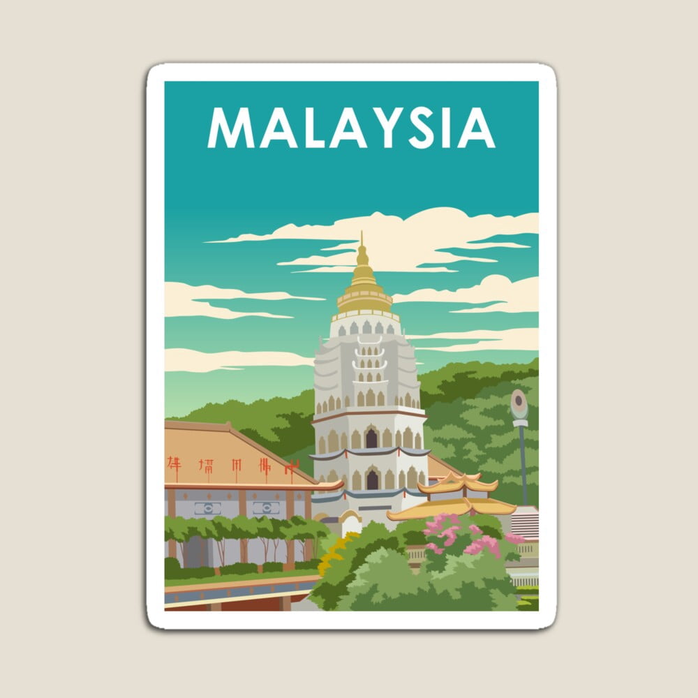 Kira Sticker With Malaysia Vintage Minimal Retro Travel Poster ...