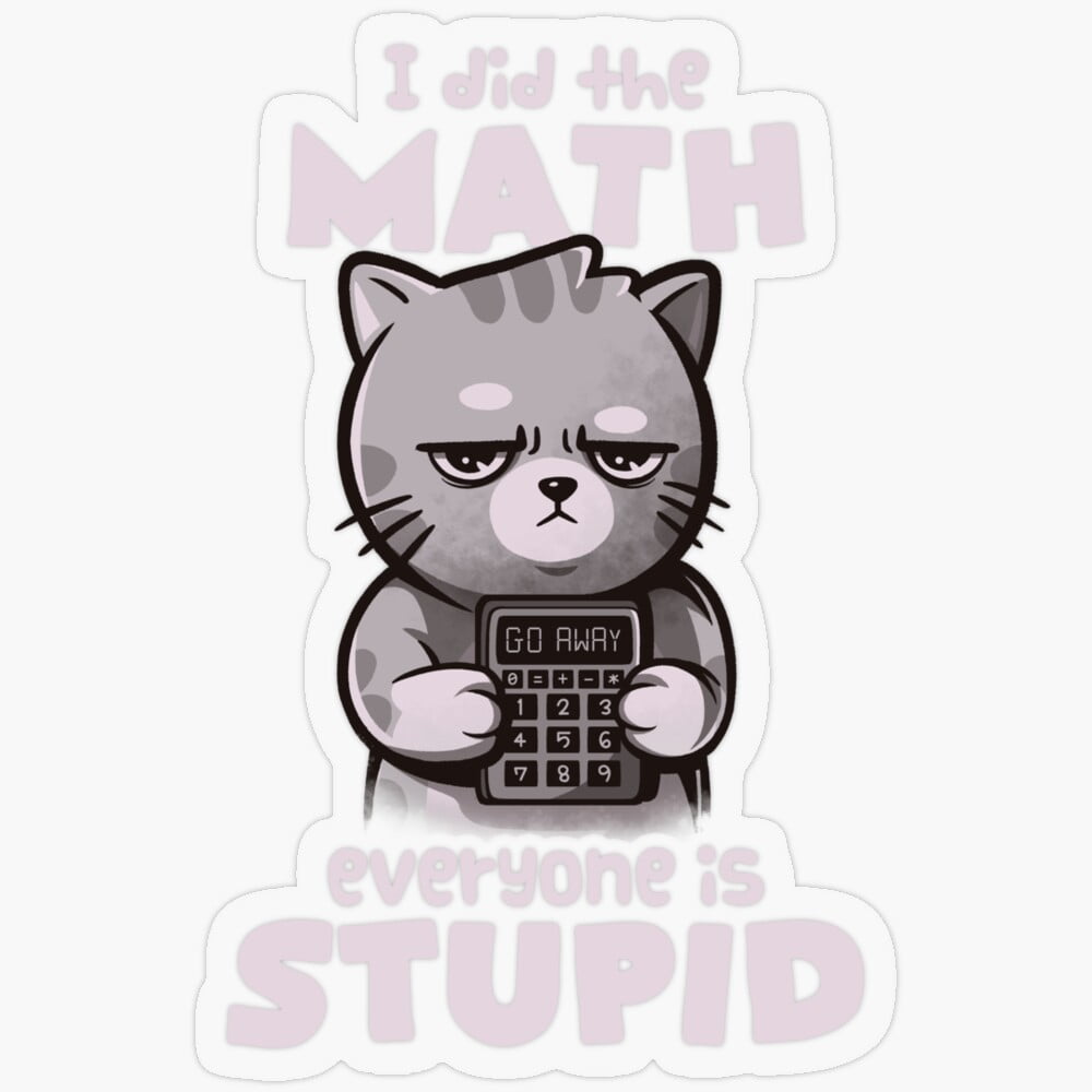 Kira Sticker With Math Cat - Cute Angry Cute Kitty Gift Decorative ...