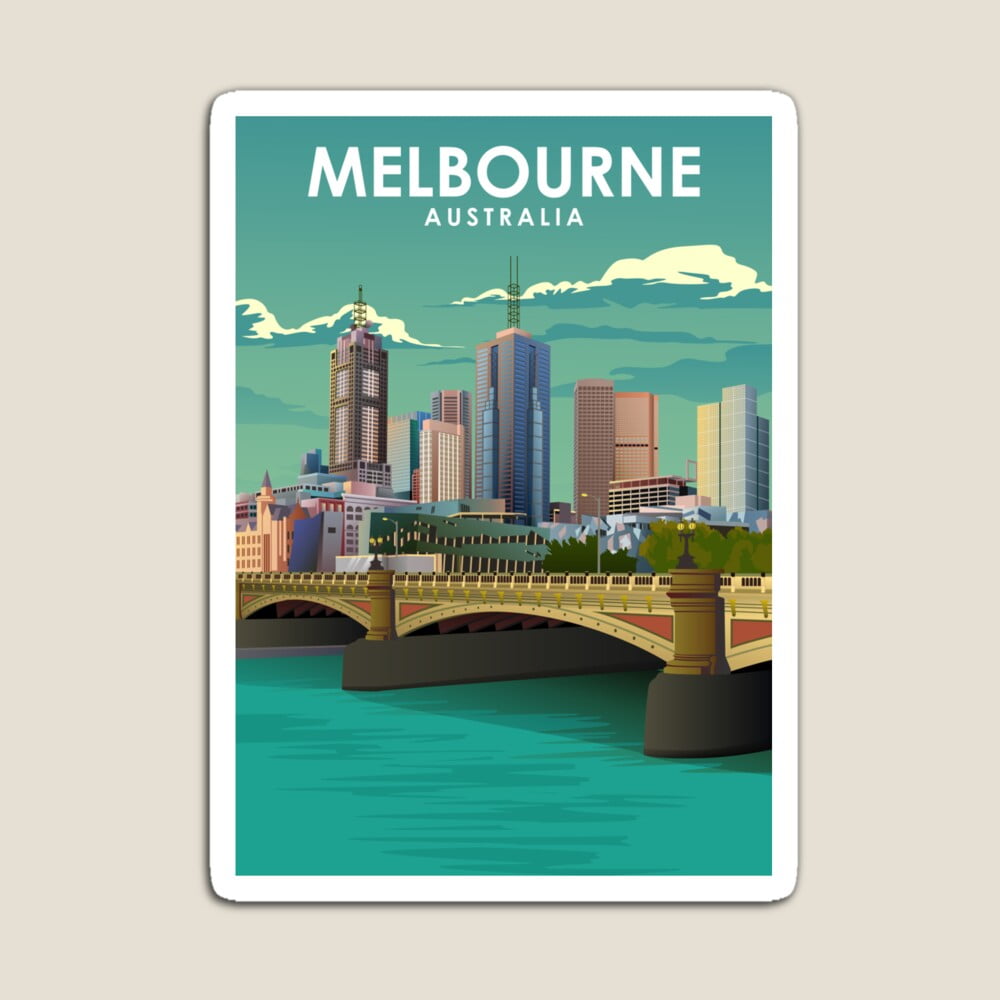 Kira Sticker With Melbourne Vintage Minimal Australia Travel Poster ...