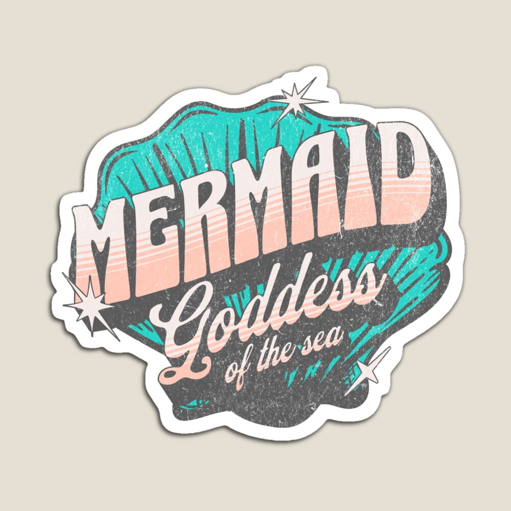 Kira Sticker With Mermaid Goddess Of The Sea - Retro Ocean Surfing ...