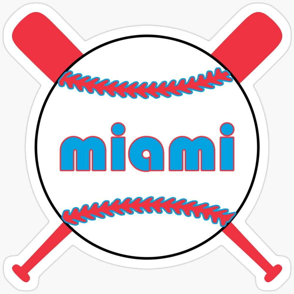 Kira Sticker - Miami Retro Throwback Baseball With Crossed Bats - Phone ...