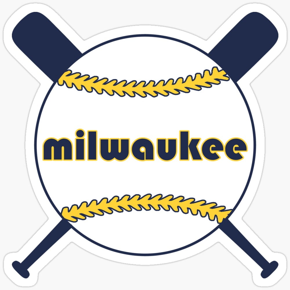 Kira Sticker - Milwaukee Retro Throwback Baseball With Crossed Bats ...