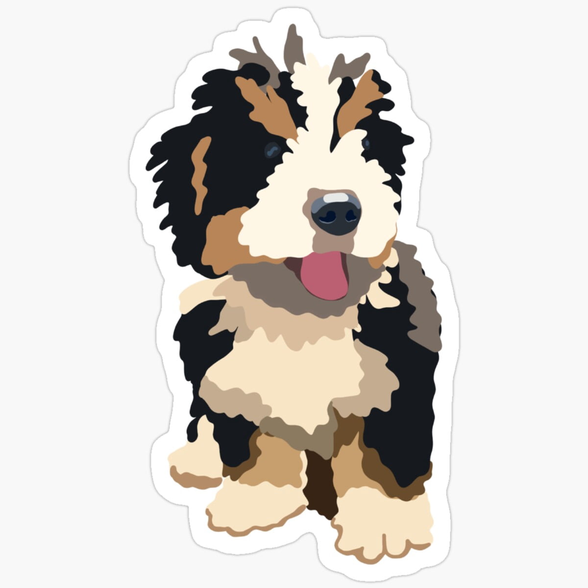 Kira Sticker - Mini Bernedoodle Puppy Portrait Drawing Digital ...