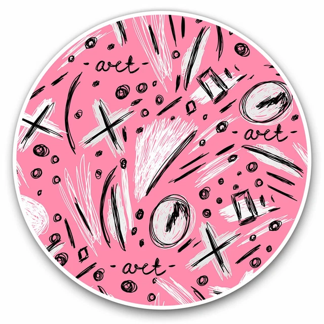 Kira Sticker With Modern Art Pink Doodles Scribbles Cool Gift ...