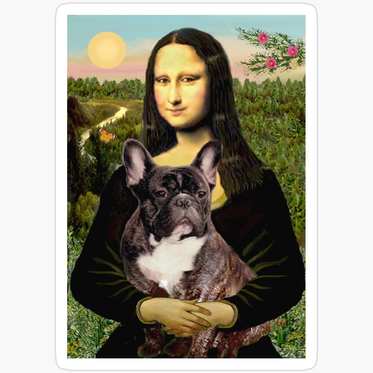 Kira Sticker - Mona Lisa And Her French Bulldog (Brindle) Sticker ...