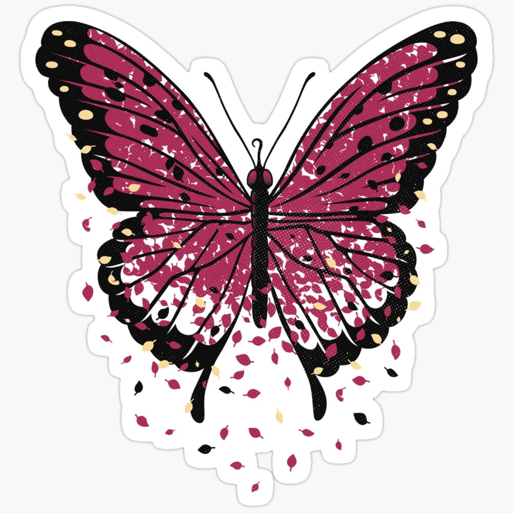 Kira Sticker - Monarch Butterfly Autumn Leaves Viva Magenta Sticker ...