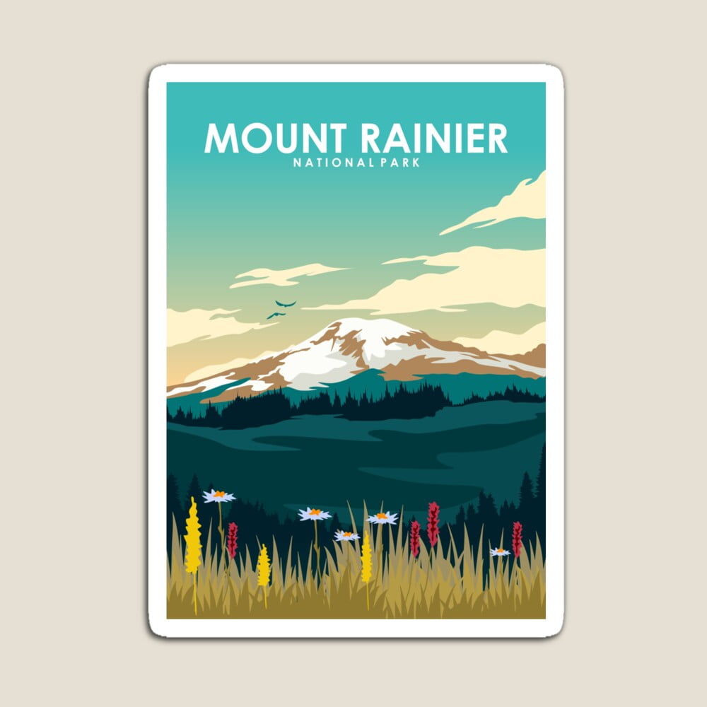 Kira Sticker With Mount Rainier National Park Vintage Minimal Travel ...