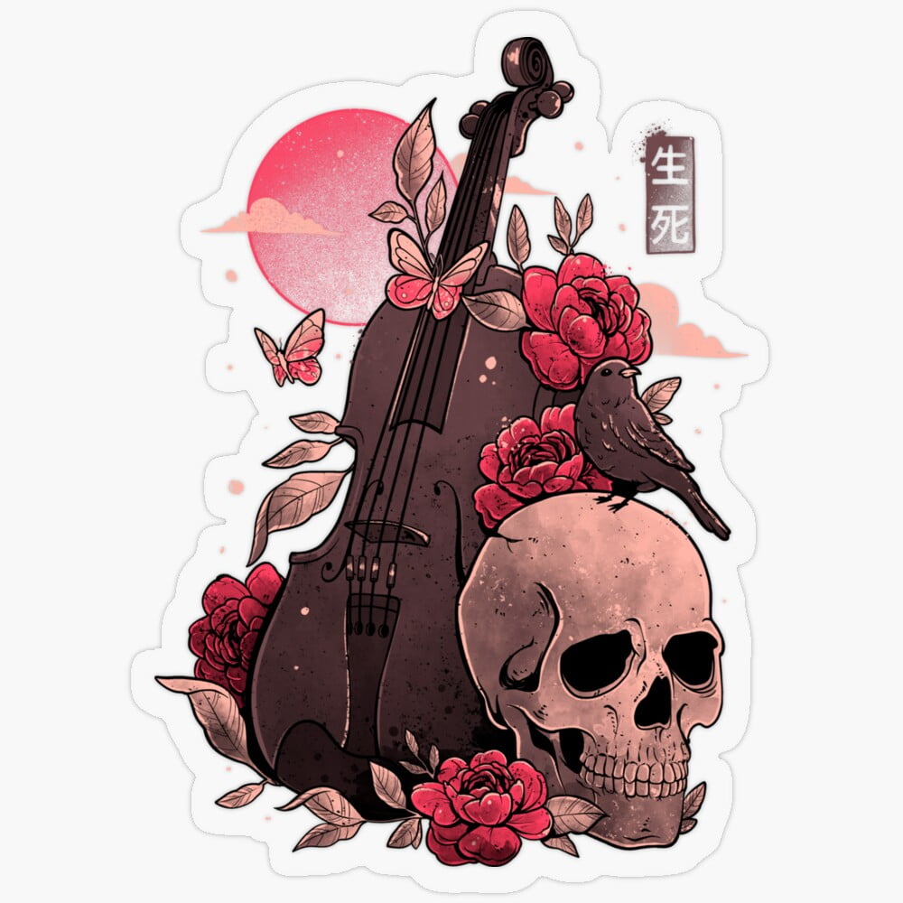 Kira Sticker With And Music - Cello Skull Evil Gift Transparent ...
