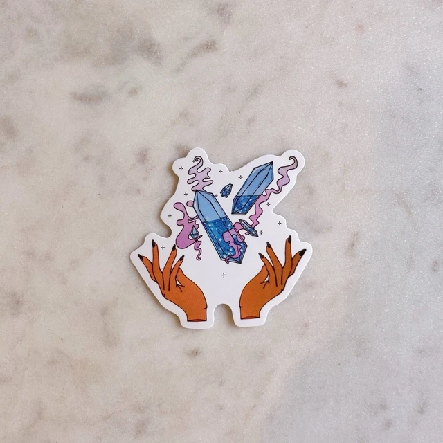 Kira Sticker With Mystic Hands With Crystals Water Resistant Vinyl ...