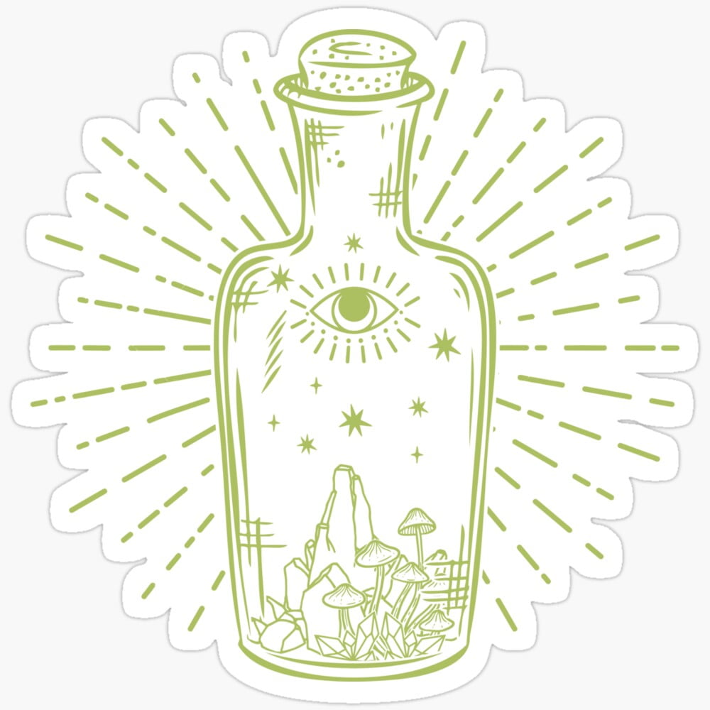 Kira Sticker - Mystic Mushroom Bottle Garden - Phone Stickers ...