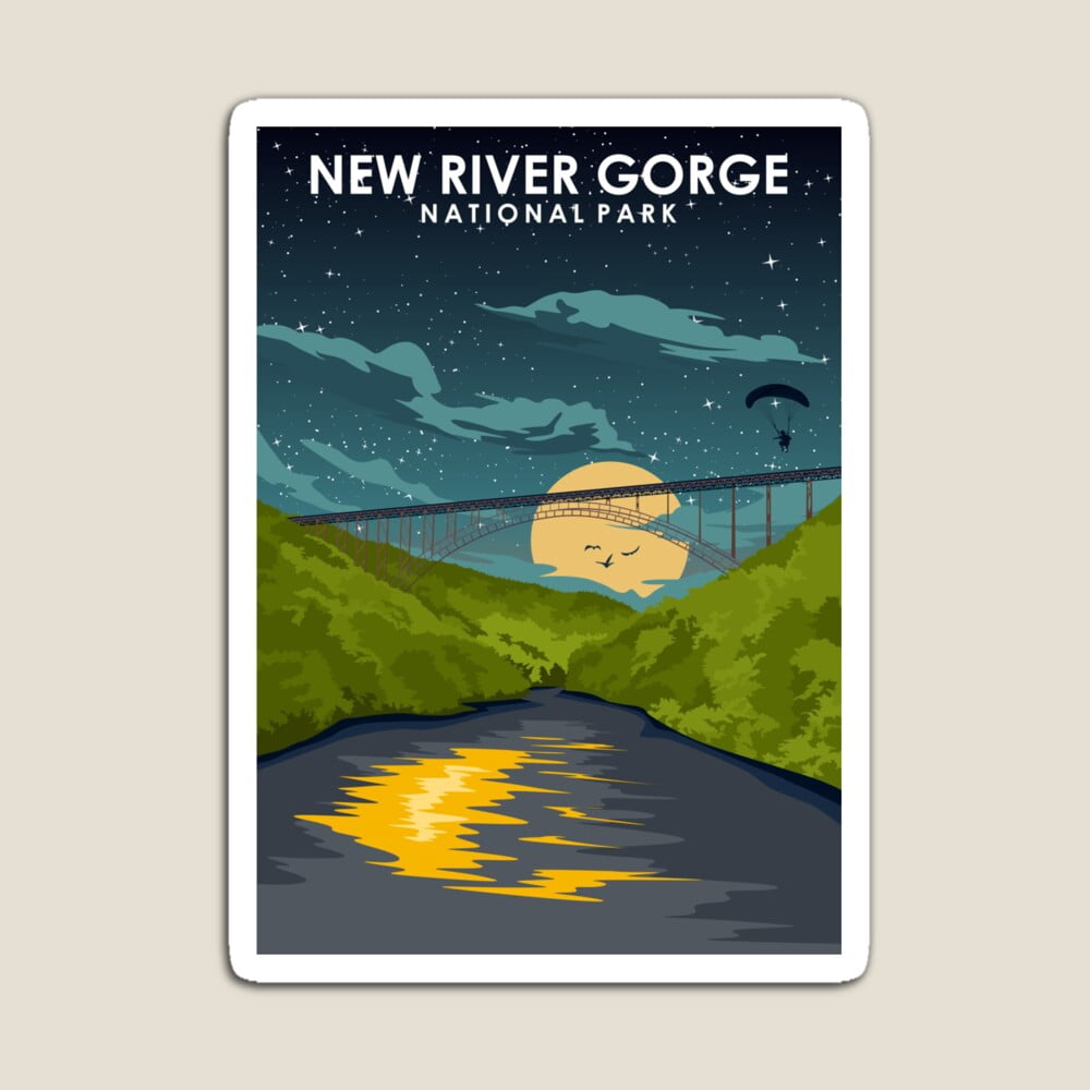 Kira Sticker With New River Gorge National Park At Night Vintage ...