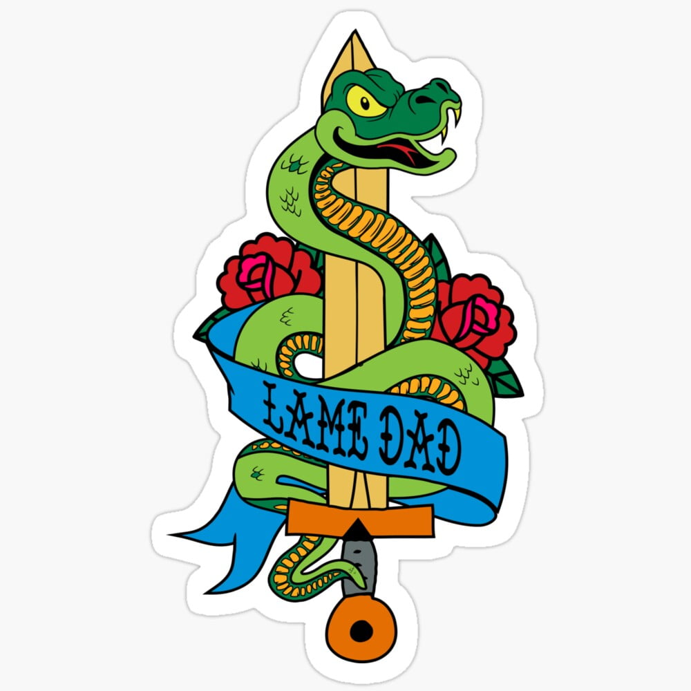 Kira Sticker - New School Snake & Dagger Tattoo Design - Phone Stickers ...