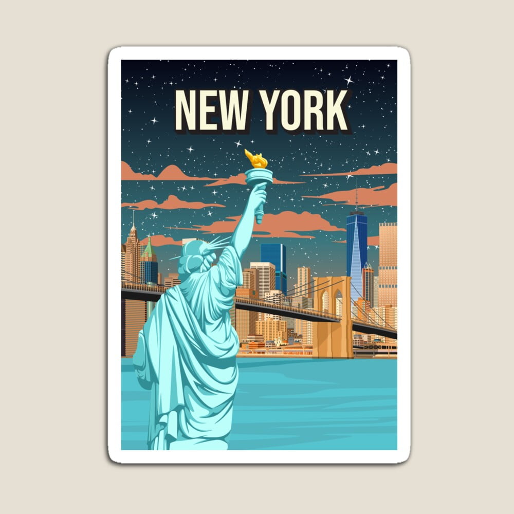 Kira Sticker With New York City Skyline Night Travel Art Decorative ...