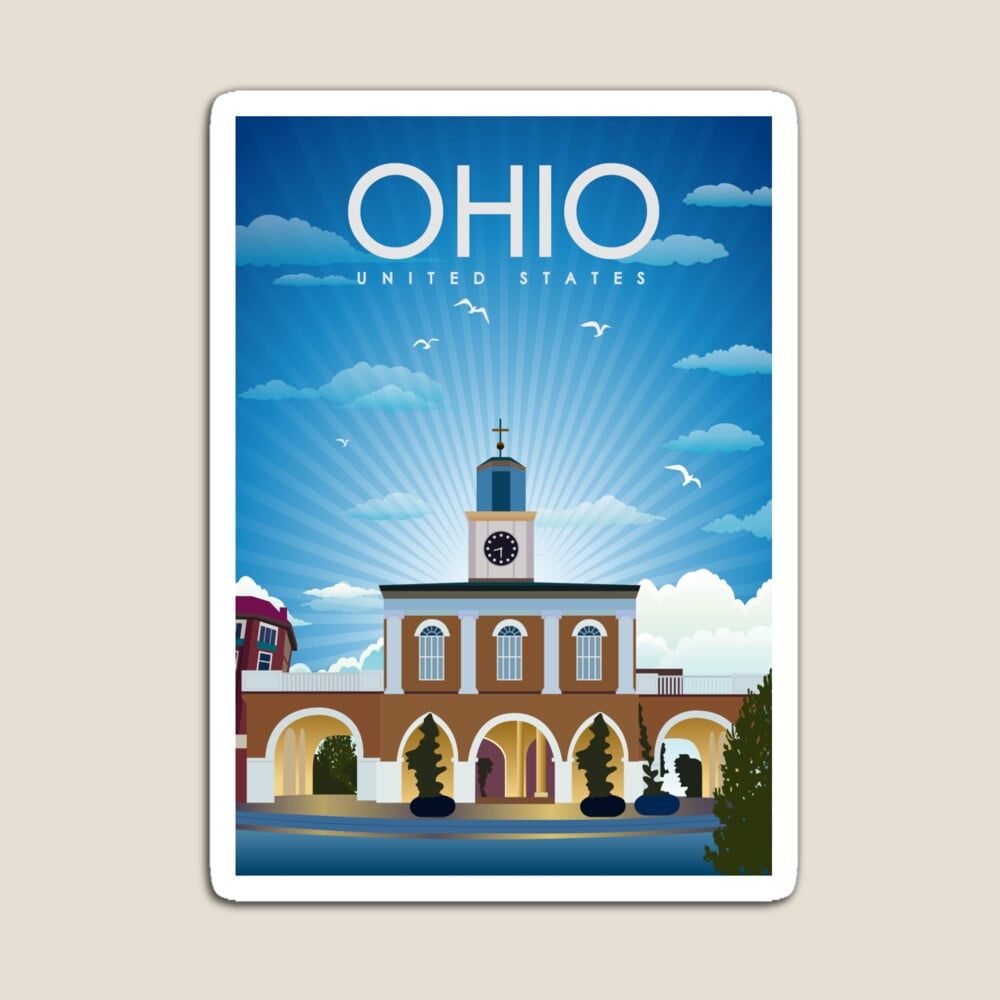 Kira Sticker With Ohia State United States Vintage Minimal Retro Travel ...