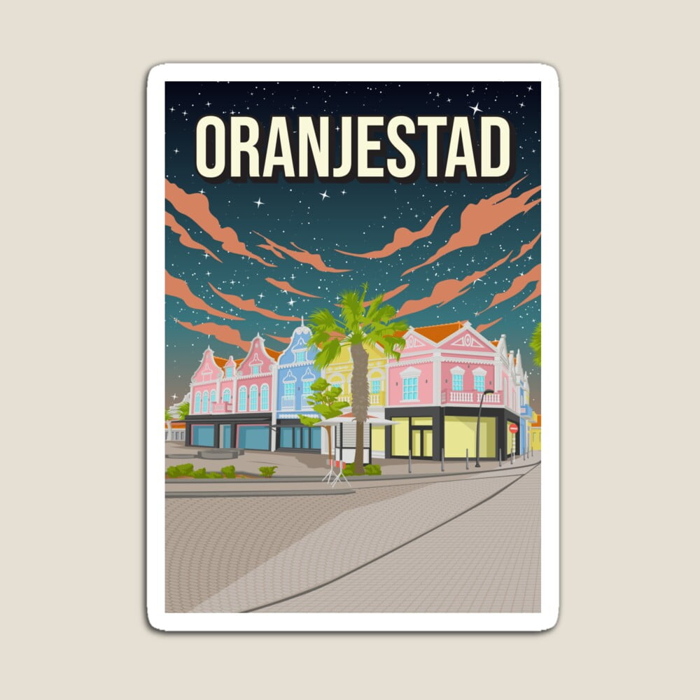 Kira Sticker With Oranjestad Aruba Colourful Architecture Night Travel ...