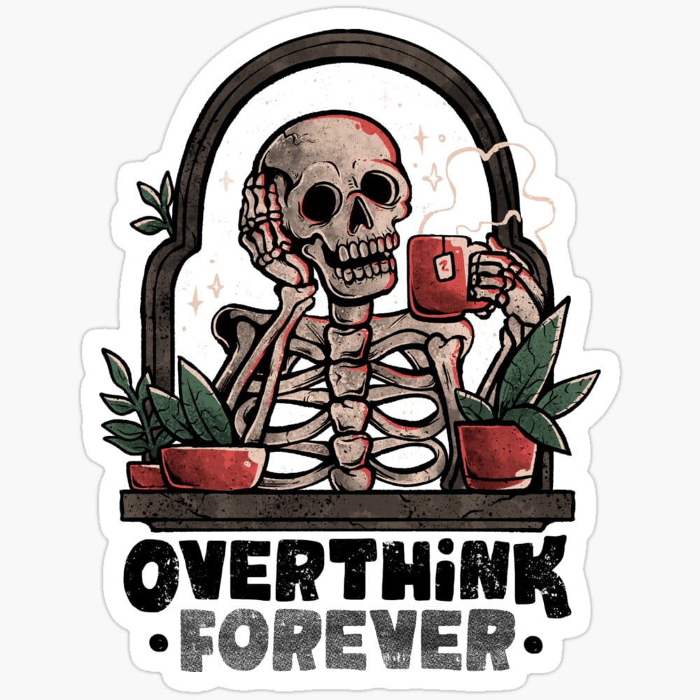 Kira Sticker With Overthink Forever - Evil Dark Cute Skull Skeleton ...