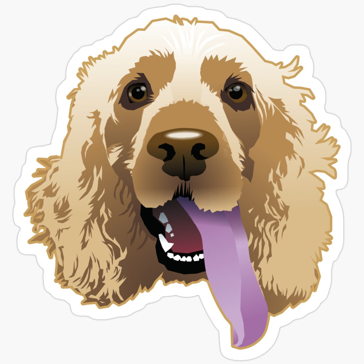 Kira Sticker - Panting Dog Brandie Golden Cocker Spaniel Sticker, Funny ...