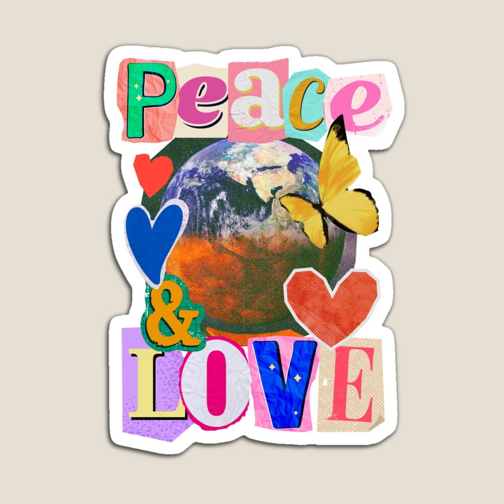 Kira Sticker With Peace & Love - Retro Vintage Magazine Cut Outs ...