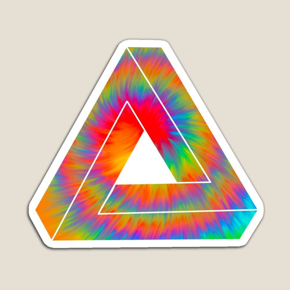 Kira Sticker With Penrose Triangle Tie Dye Rainbow Illusion Sticker ...