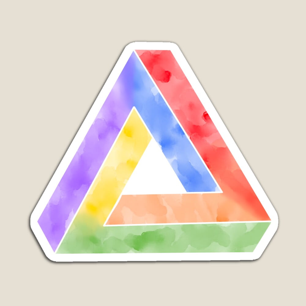 Kira Sticker With Penrose Triangle Watercolor Rainbow Illusion Sticker ...