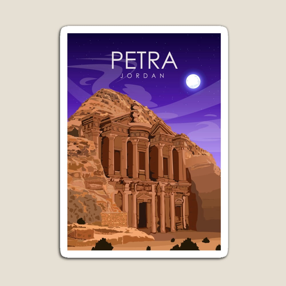 Kira Sticker With Petra Jordan Vintage Minimal Travel Poster At Night ...