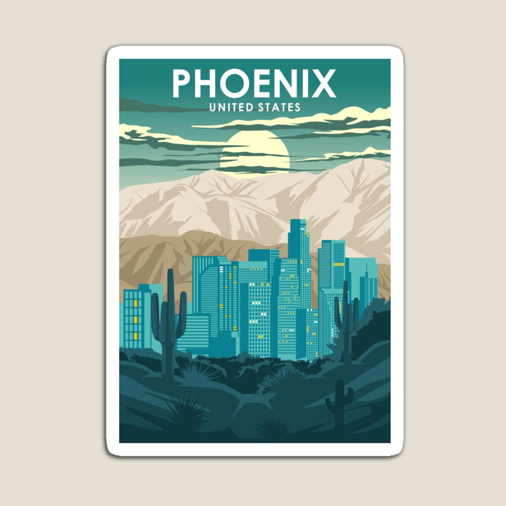 Kira Sticker With Phoenix Arizona United States Vintage Minimal Retro ...