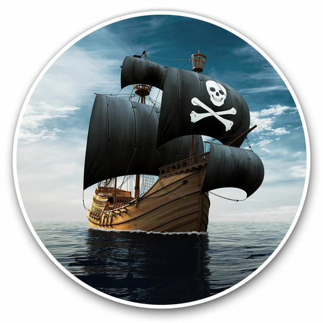 Kira Sticker With Pirate Ship At Sea Jolly Roger Cool Gift Decorative ...