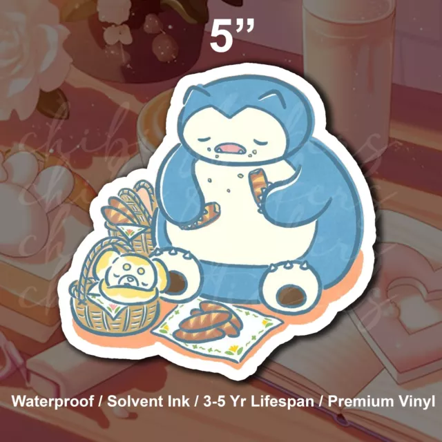 Kira Sticker With Pokemon Eating Chubby Snorlax Cute Bread Adorable ...