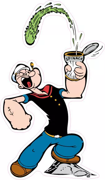 Kira Sticker With Popeye The Sailor Man Eating Spinach Window Decal ...