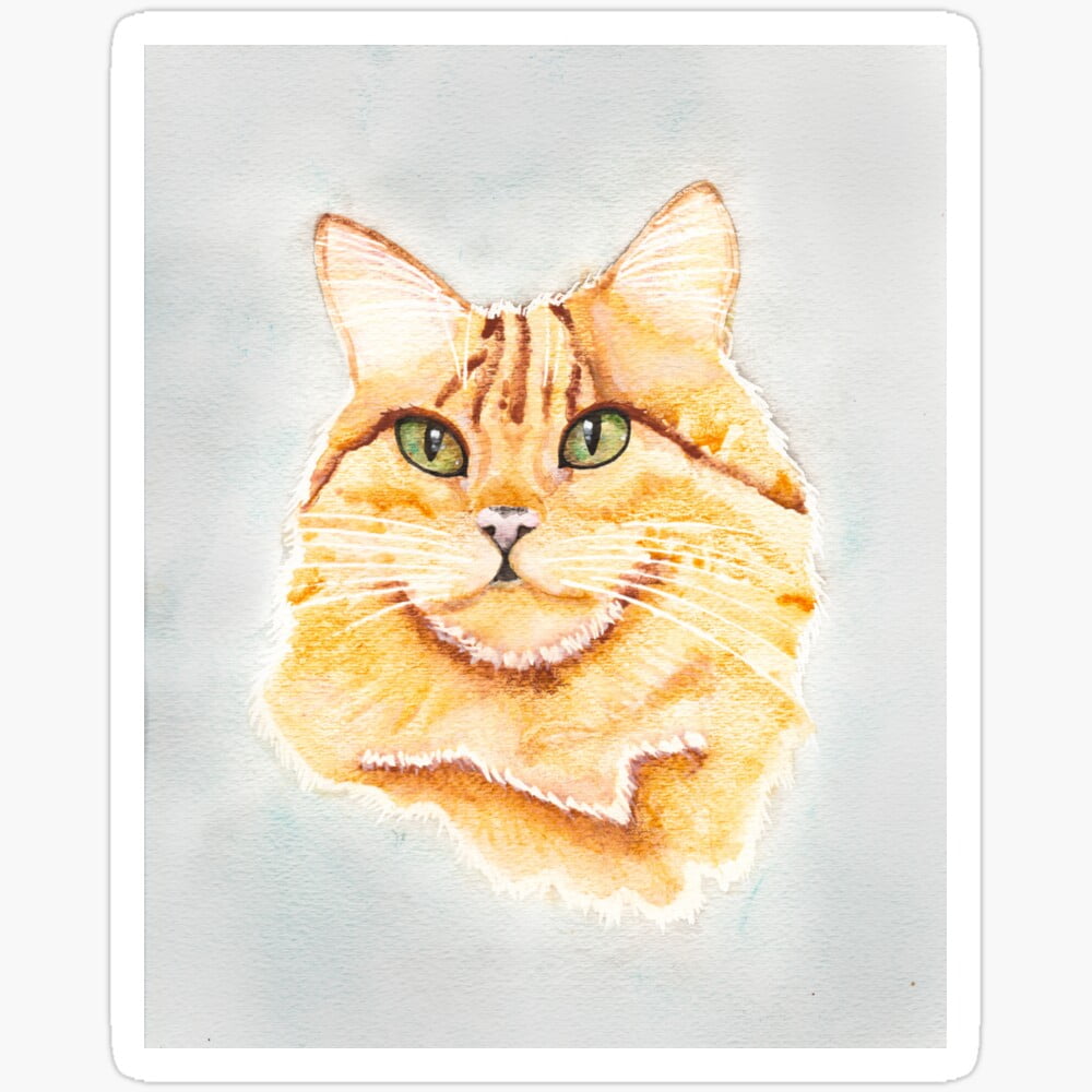Kira Sticker - Portrait Of A Ginger Cat - Phone Stickers, Waterproof ...