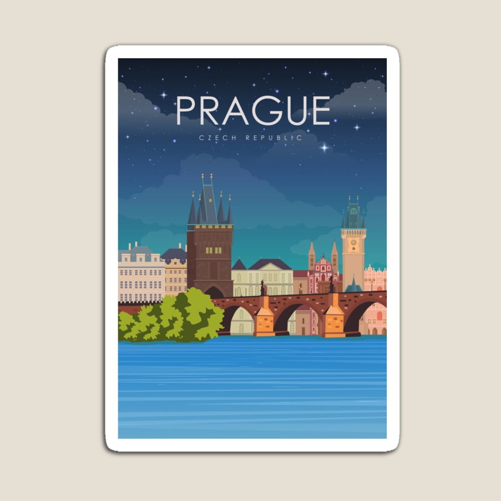 Kira Sticker With Prague Czech Republic Bridge Vintage Minimal Retro ...