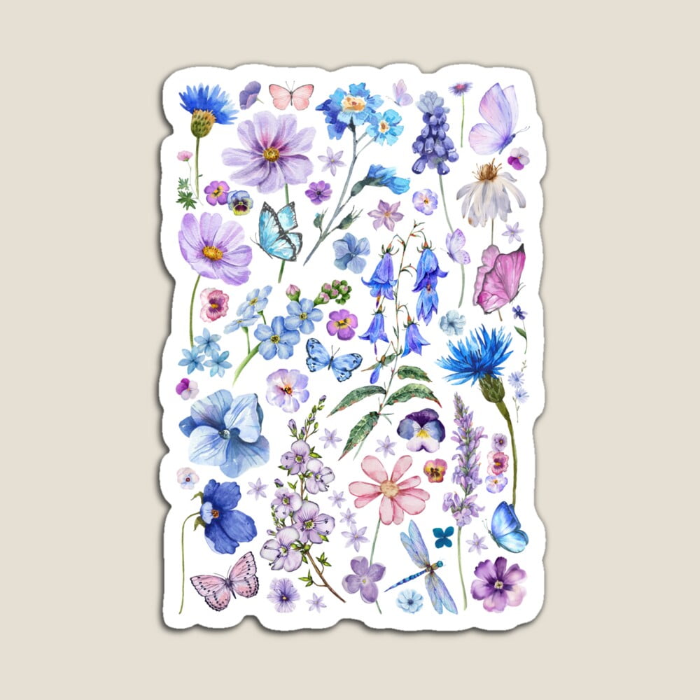 Kira Sticker With Pretty Wildflowers - Vintage Aesthetic Floral Pattern ...
