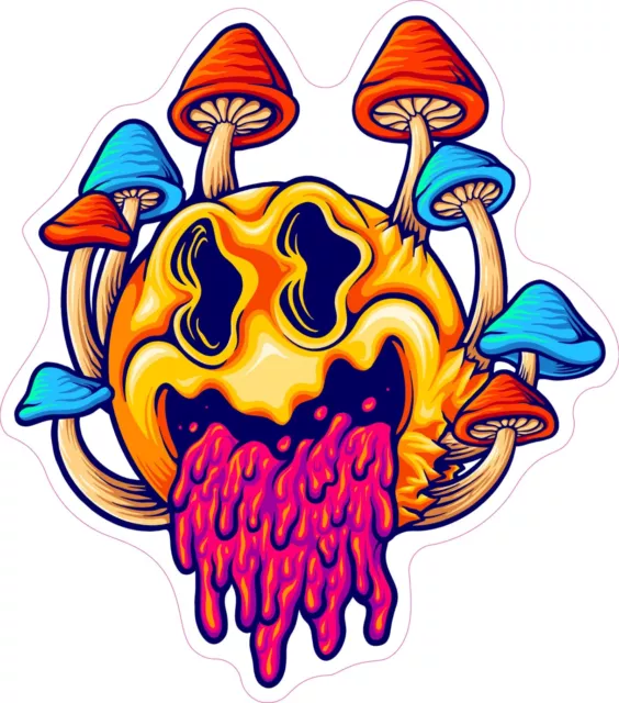 Kira Sticker With Psychedelic Melting Happy Face Window Decal ...