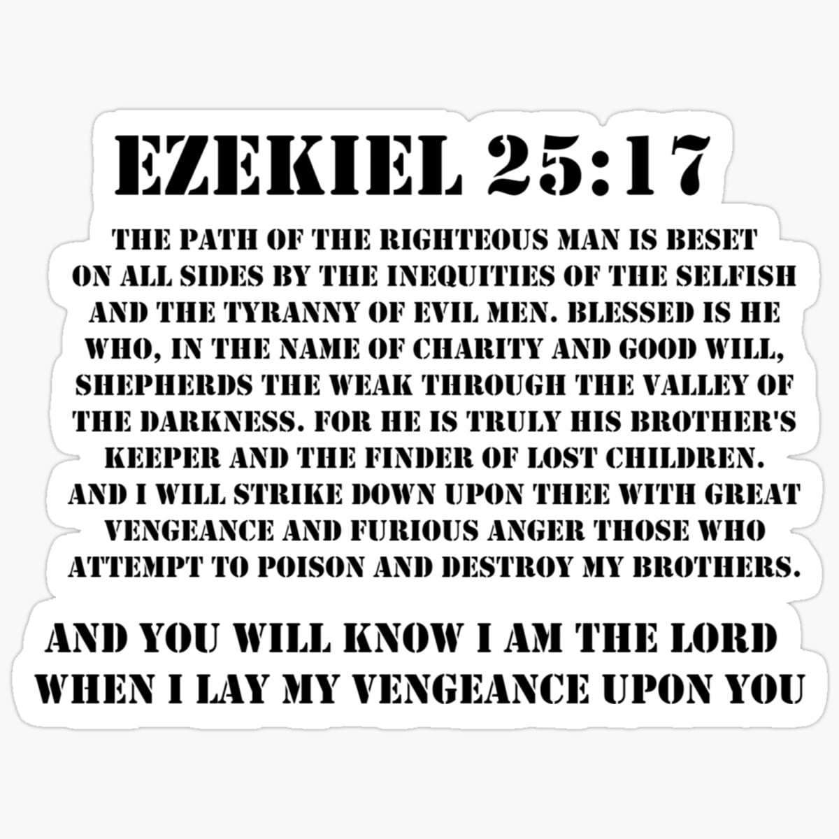 Kira Sticker - Pulp Fiction - Ezekiel 25:17 Sticker, Funny Waterproof ...