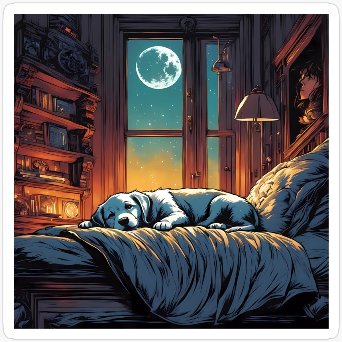 Kira Sticker - Puppy Asleep In Bed Sticker, Funny Waterproof Decal For ...