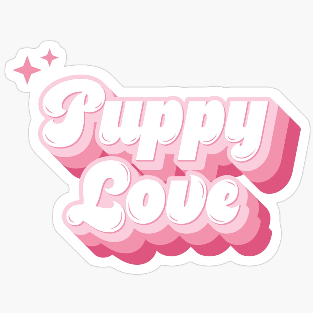 Kira Sticker - Puppy Love Pink Retro Typography Sticker, Funny ...
