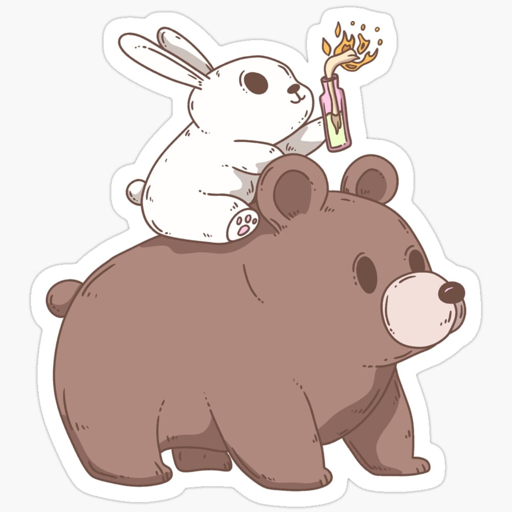 Kira Sticker - Rabbit Riding Bear Art - Chaos And Molotov Cocktail ...