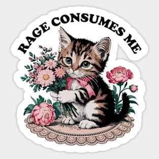 Kira Sticker With Rage Consumes Me Cat Flower Cute Kitty Cat Meme ...